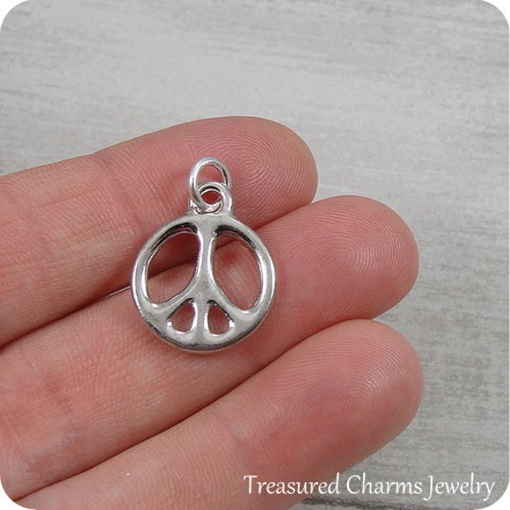 Small Peace Sign Charm Silver Peace Symbol Charm for | Etsy