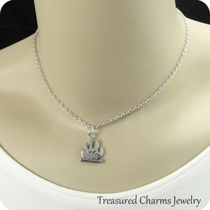 Campfire Necklace, Silver Flaming Fire Charm on a Silver Cable Chain - Etsy