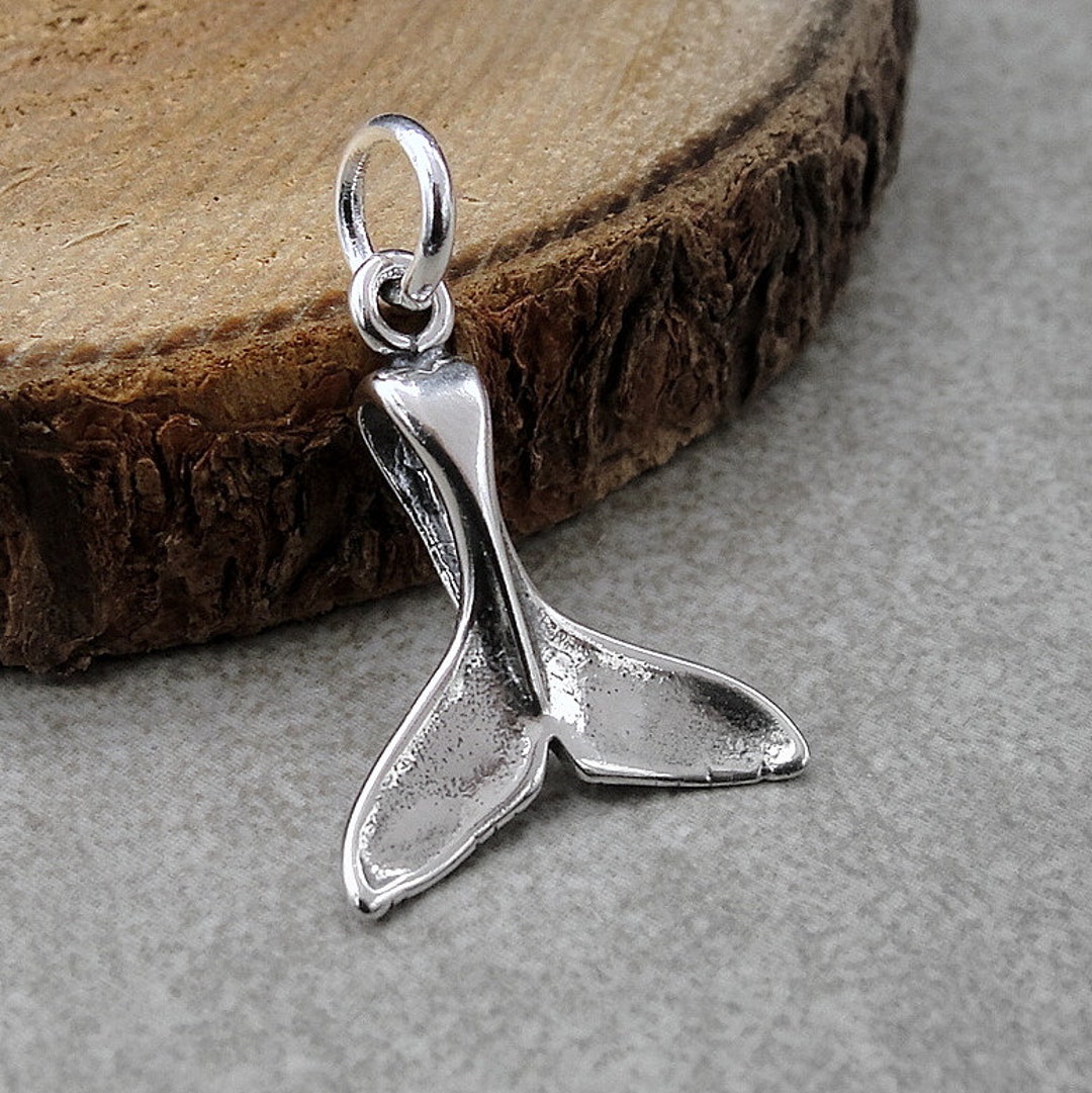 Whale Tail Charm, 925 Sterling Silver Whale Fluke Charm for Necklace or ...