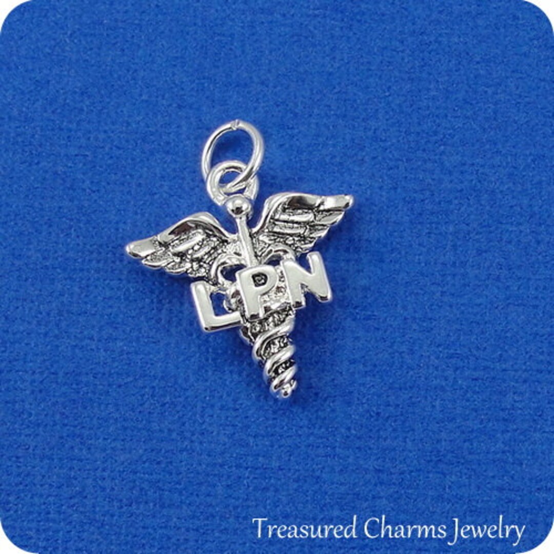 LPN Nurse Medical Caduceus Charm Silver Plated LPN Nurse - Etsy