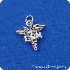 LPN Nurse Medical Caduceus Charm Silver Plated LPN Nurse - Etsy