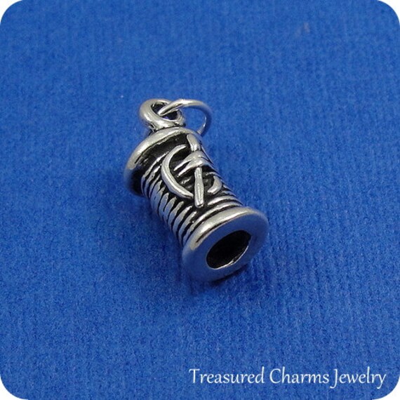 Spool of Thread Charm Sterling Silver Needle and Thread | Etsy