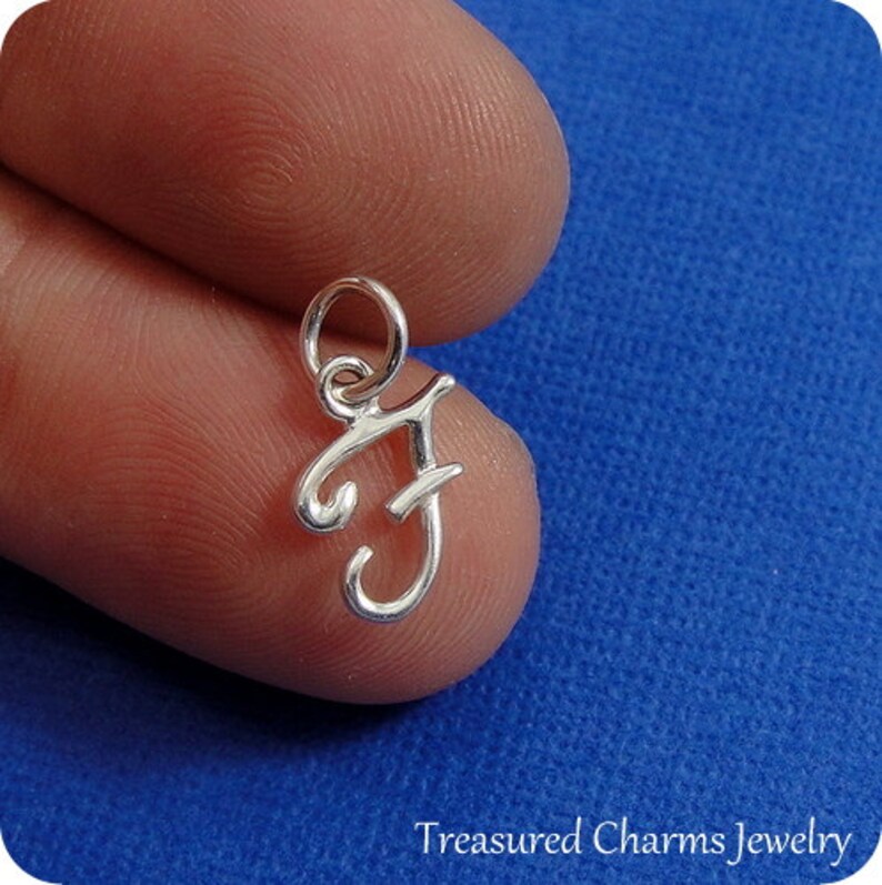 Script Letter F Initial Charm Sterling Silver Cursive Letter - Etsy