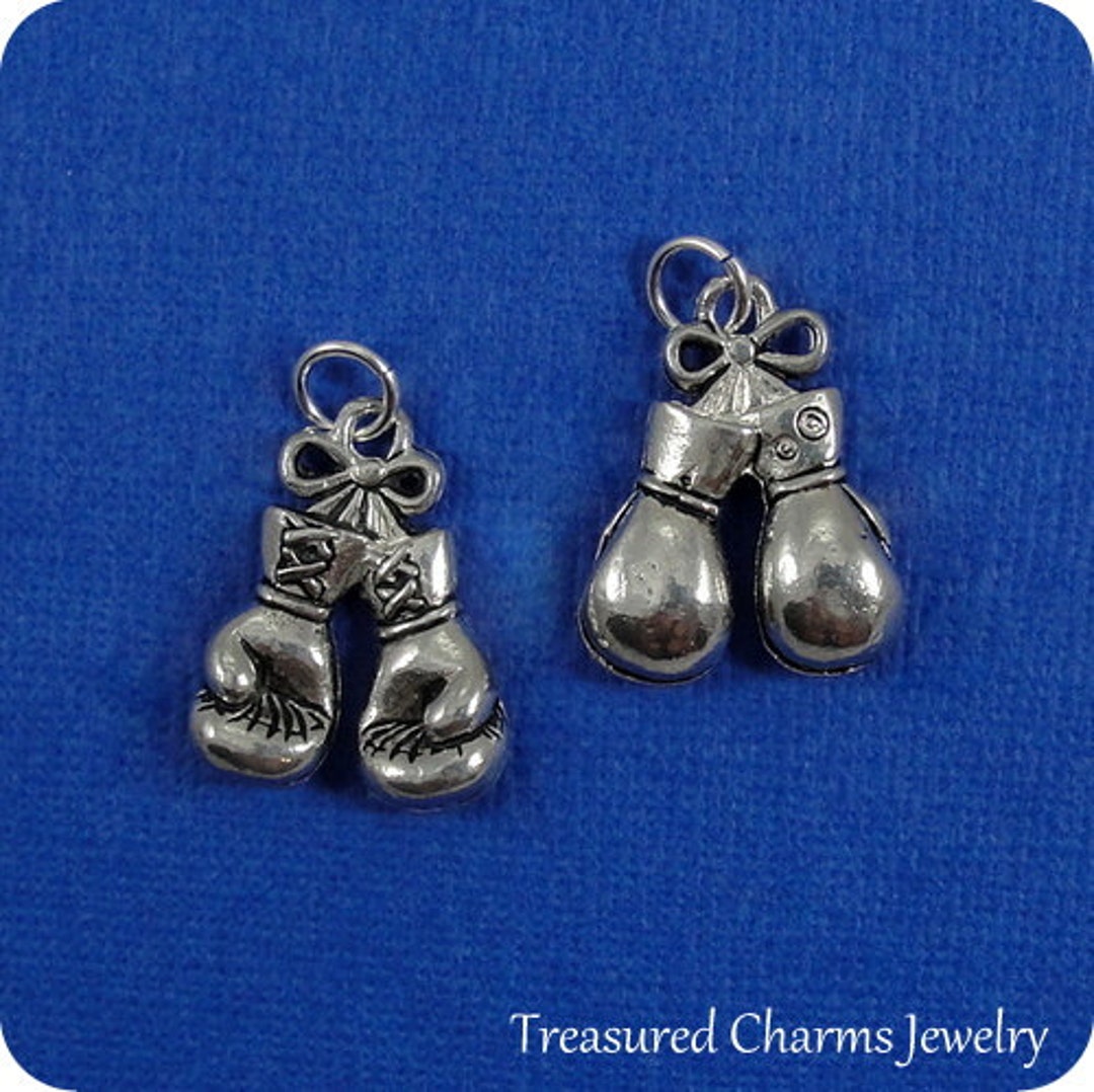 Boxing Gloves Charm Silver Plated Boxing Gloves Charm for Necklace or ...