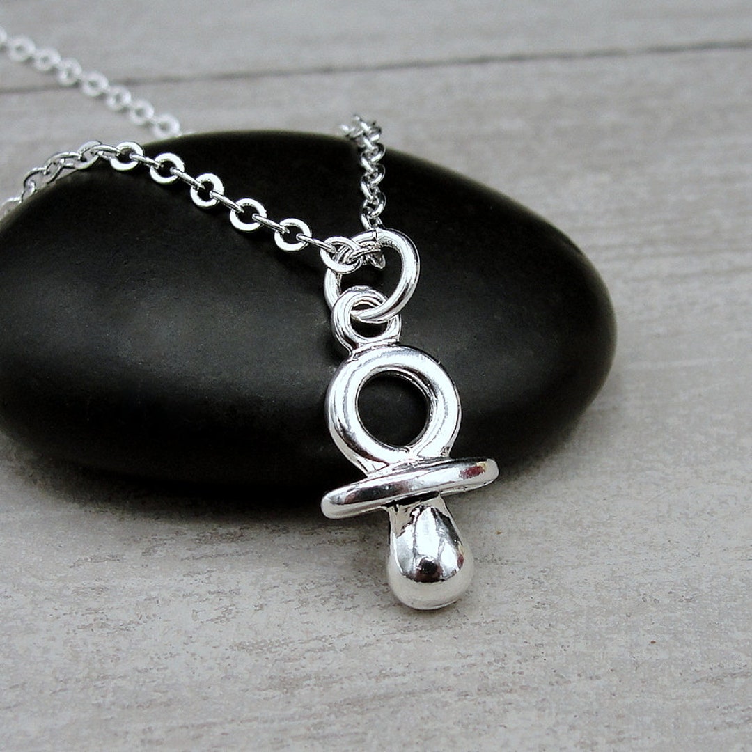 Pacifier Necklace, Silver Plated 3D Pacifier Charm Necklace, Binky ...