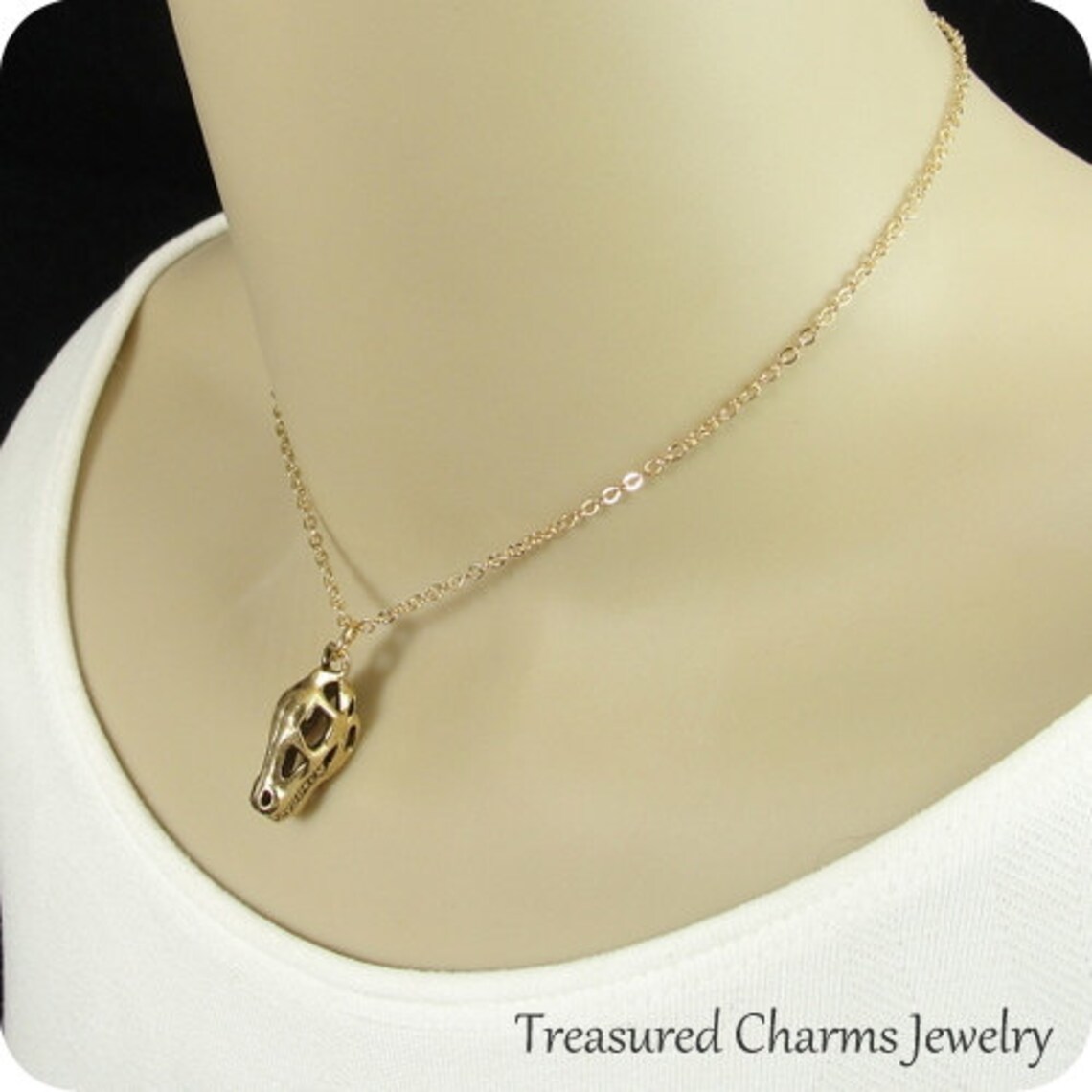 Tyrannosaurus Rex Necklace Gold T-rex Skull Charm Necklace - Etsy