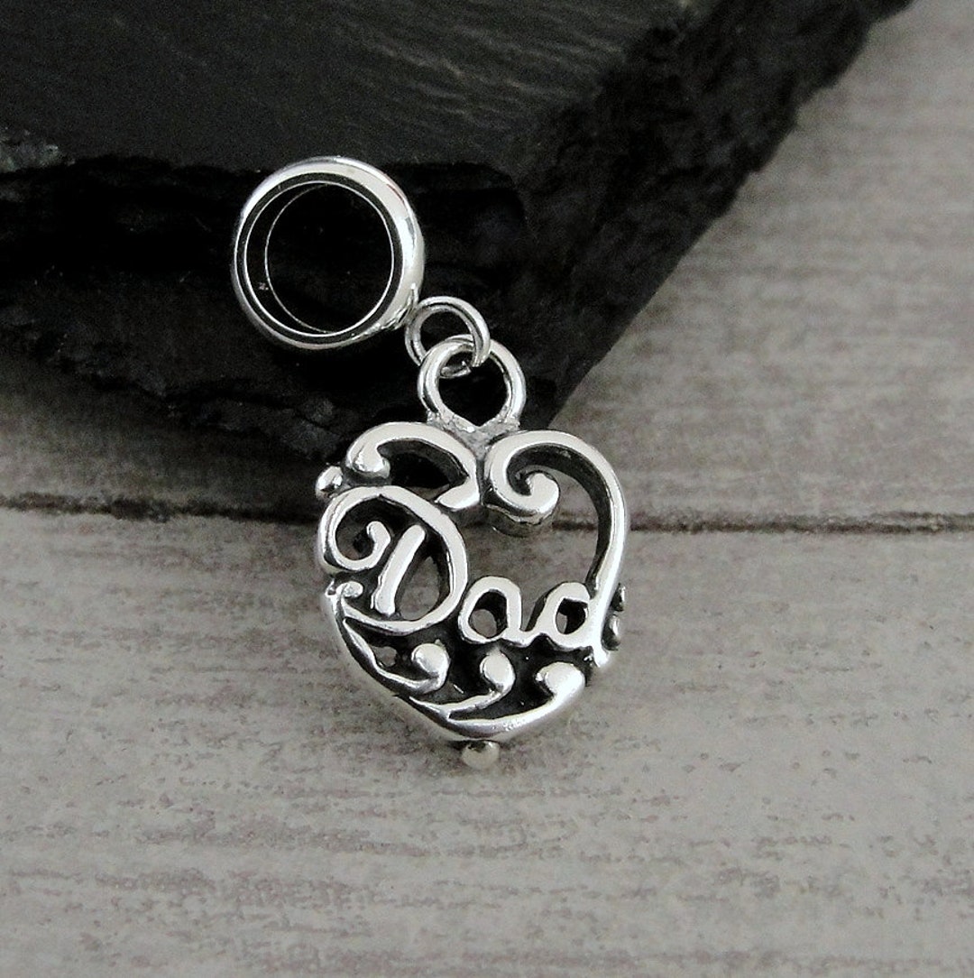 925 Sterling Silver Dad Dangle Bead Charm, Dad European Charm, Dad ...