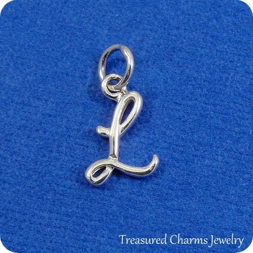 Script Letter L Initial Charm Sterling Silver Cursive Letter - Etsy
