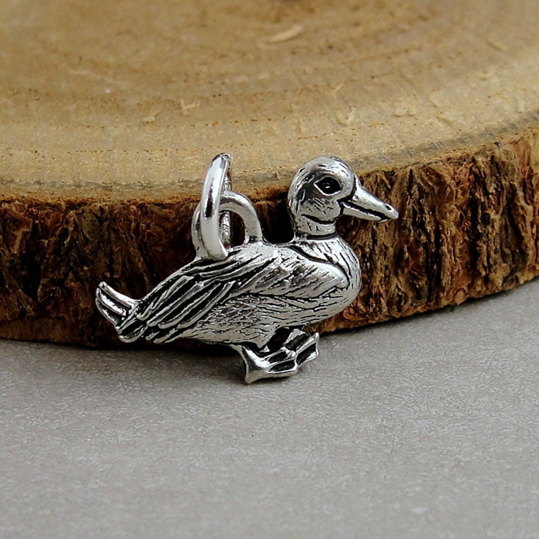 Mallard Duck Charm, Silver Duck Charm for Necklace or Bracelet ...