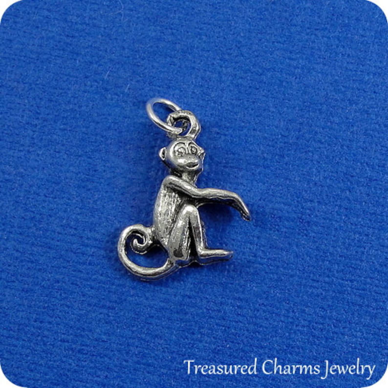 Tiny Monkey Charm Silver Monkey Charm for Necklace or | Etsy