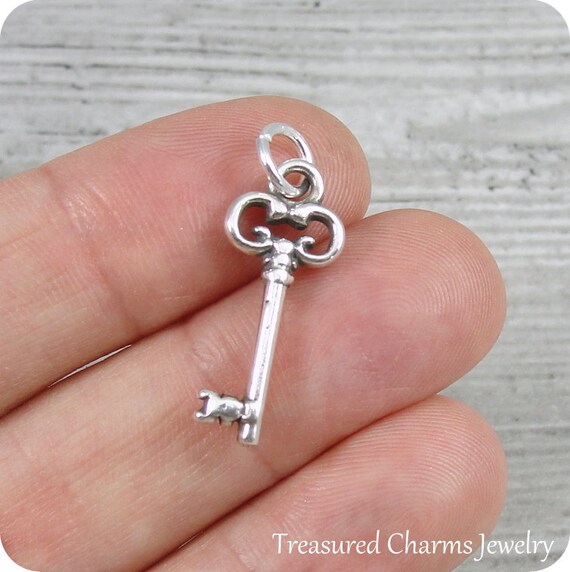 Sterling Silver Skeleton Key Charm Skeleton Key Pendant Old - Etsy