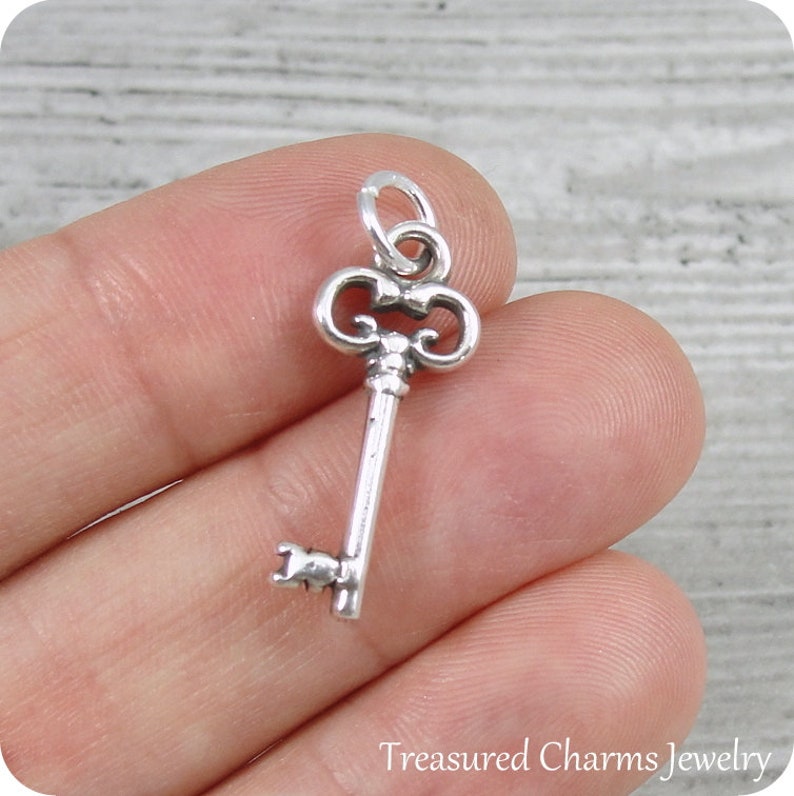 Sterling Silver Skeleton Key Charm Skeleton Key Pendant Old - Etsy