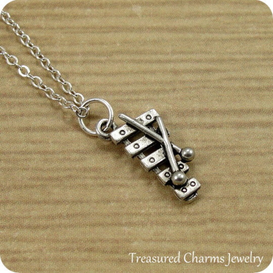 Xylophone Necklace, Silver Xylophone Charm on a Silver Cable Chain - Etsy