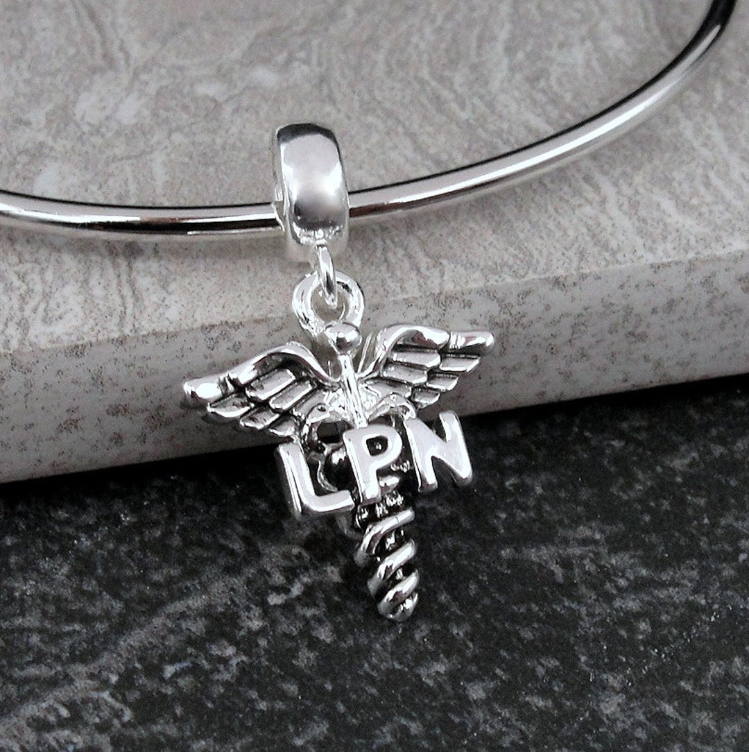 Silver LPN Caduceus Dangle Charm, LPN Nurse Symbol Charm, Licensed ...