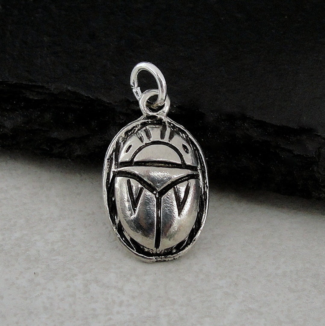 Silver Scarab Charm, Scarab Beetle Necklace Charm, Egyptian Scarab ...