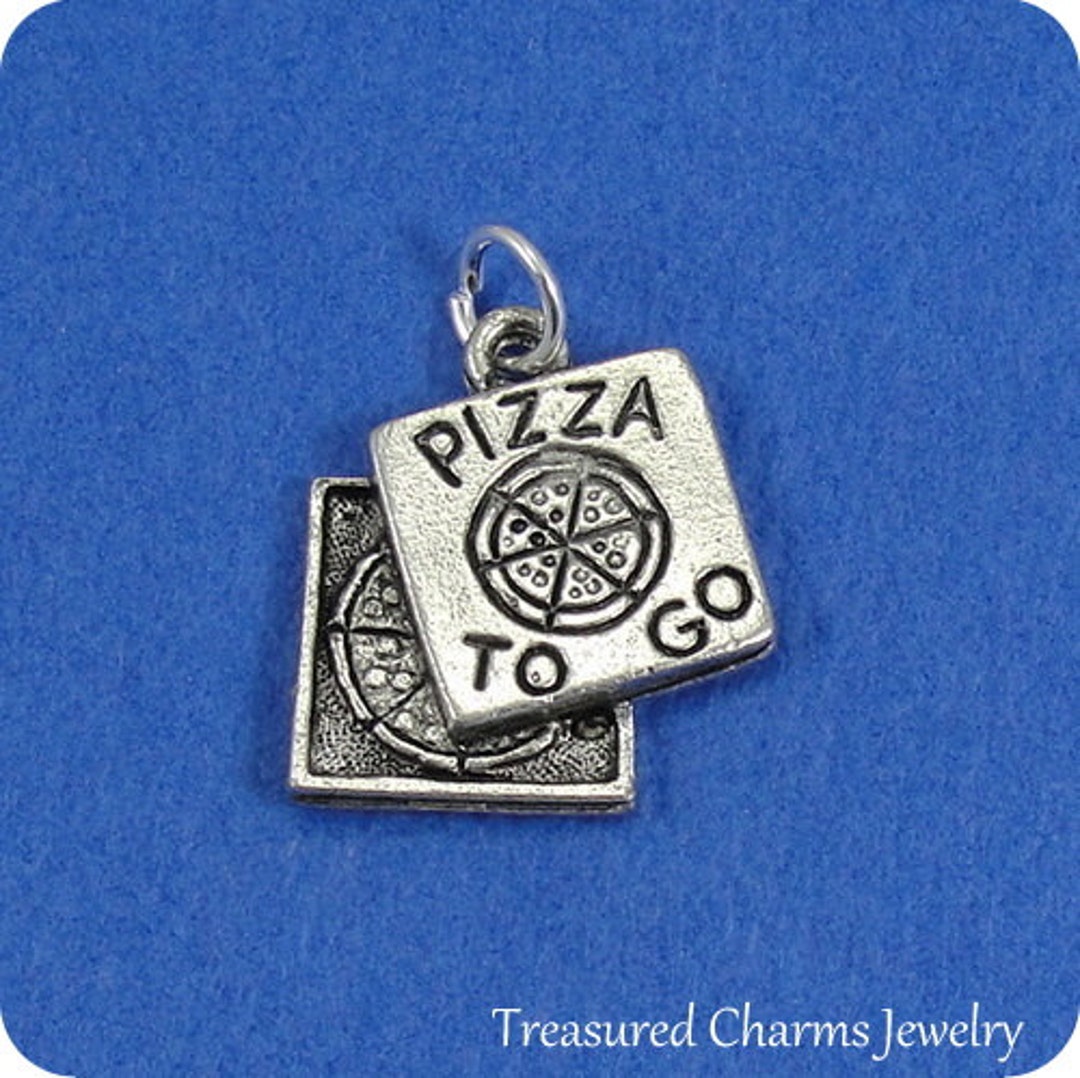 Pizza Box Charm Silver Plated Pizza Box Charm for Necklace or Bracelet ...