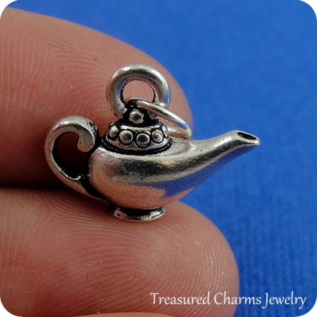 CLOSEOUT - Magic Lamp Charm - Silver Plated Genie Lamp Charm for ...
