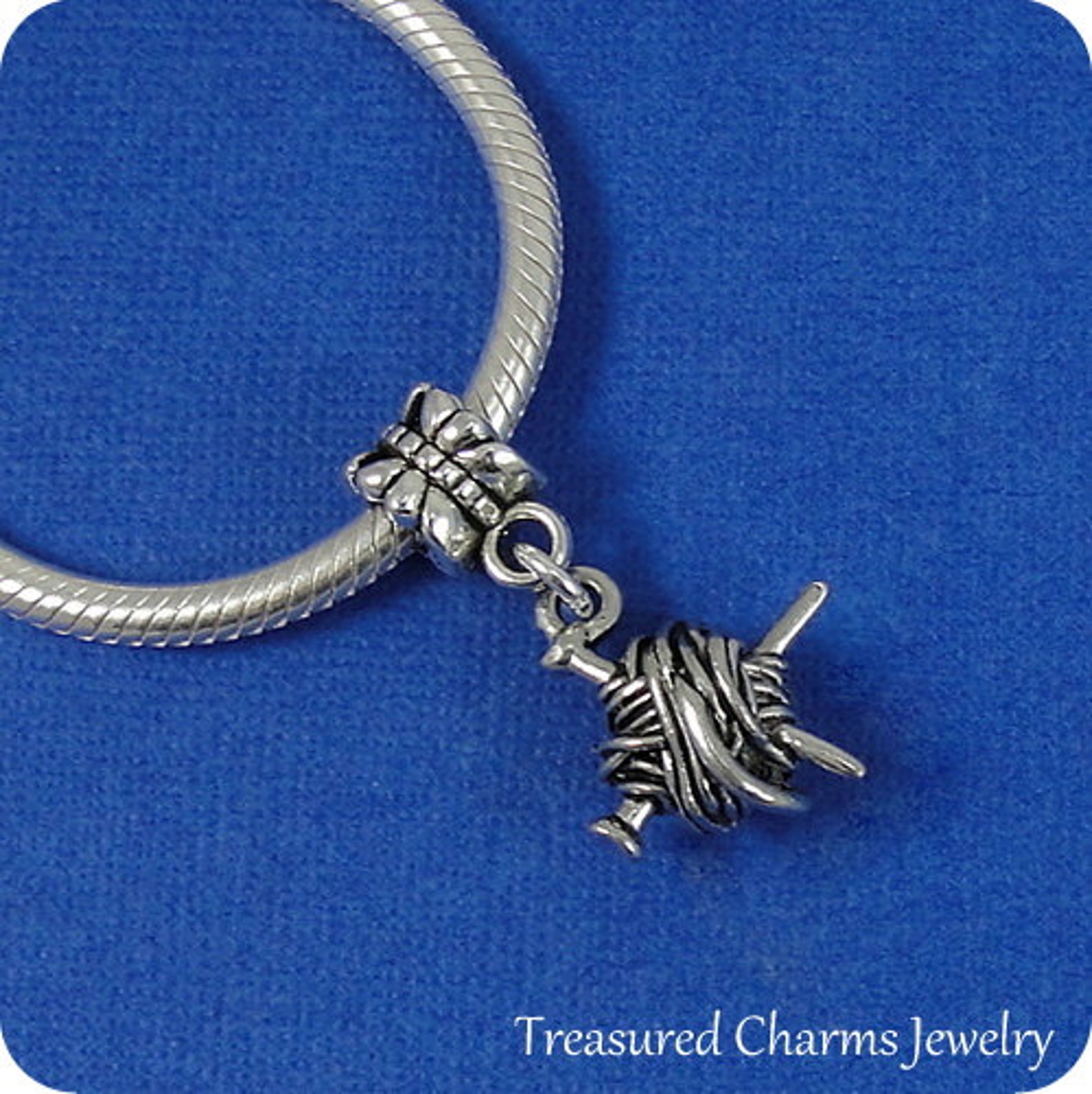 Ball of Yarn and Knitting Needles European Dangle Bead Charm Silver ...