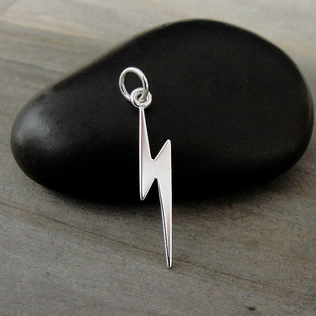 Lightning Bolt Charm, Sterling Silver Lightning Charm for Necklace or ...