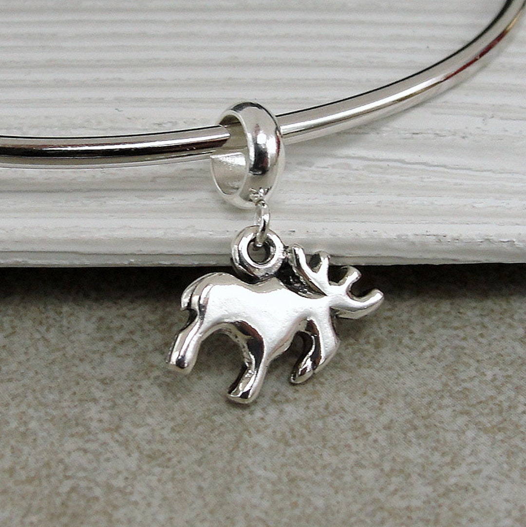 Moose European Charm, Sterling Silver Moose Dangle Charm, Moose Charm ...