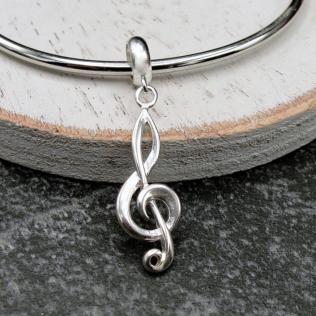 Sterling Silver Treble Clef European Dangle Bead Charm, Treble Clef ...
