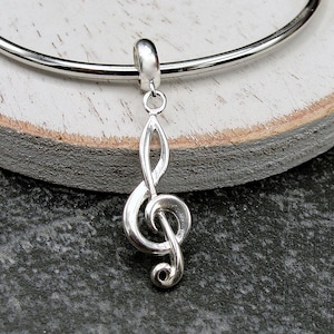 Sterling Silver Treble Clef European Dangle Bead Charm, Treble Clef ...