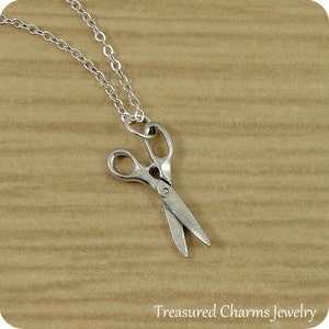 Scissors Necklace, Silver Plated Pair of Scissors Charm on a Silver ...
