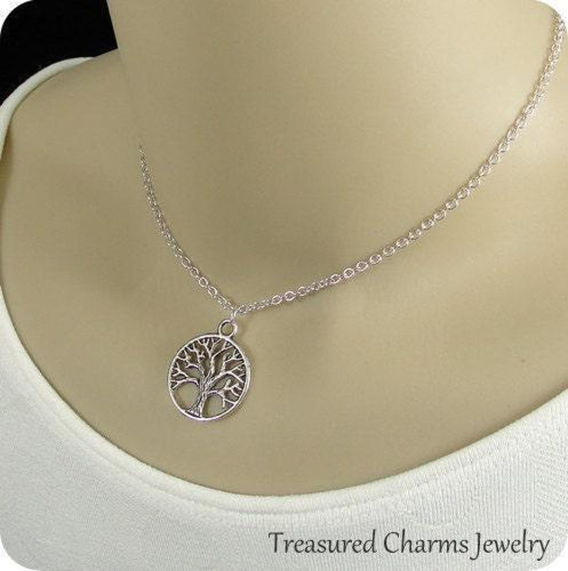 Tree of Life Necklace, Silver Plated Tree of Life Charm on a Silver ...