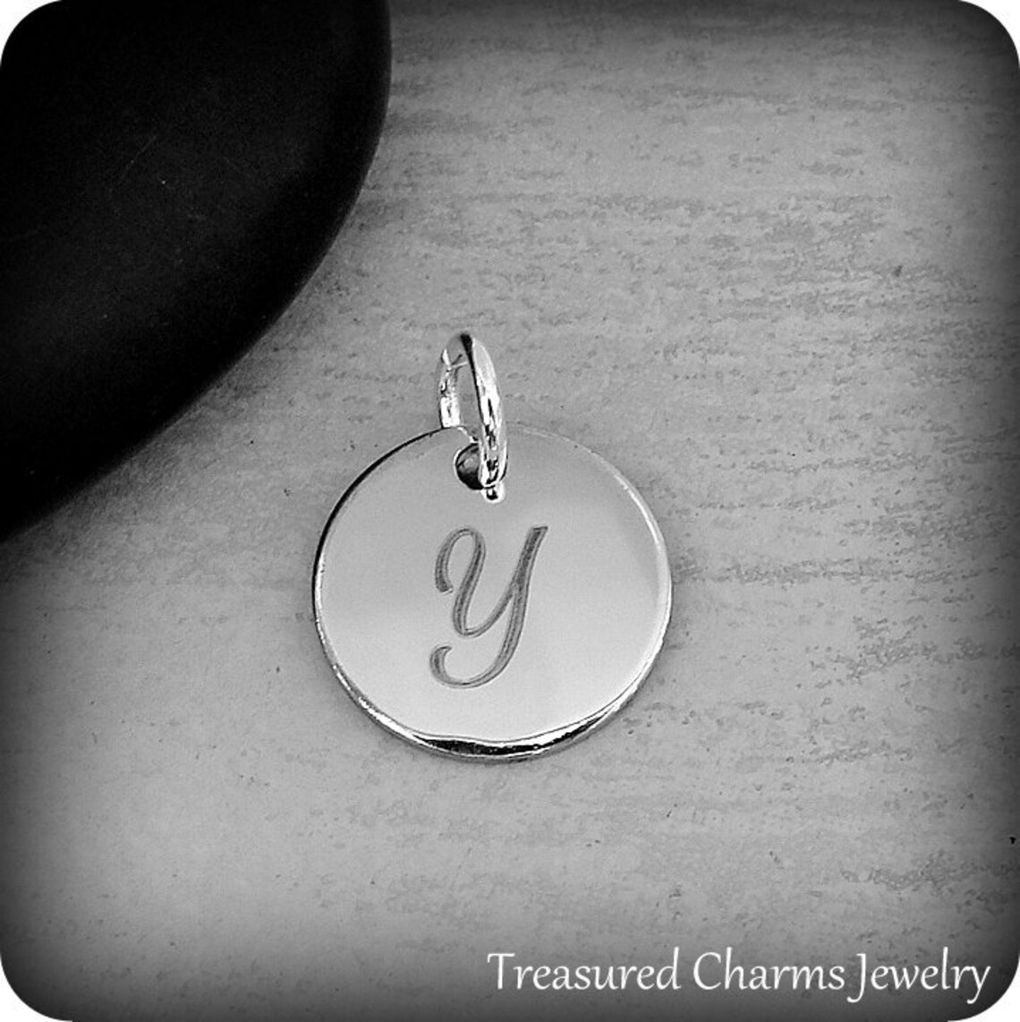 Stainless Steel Letter Y Charm Silver Engraved Letter Y Round | Etsy