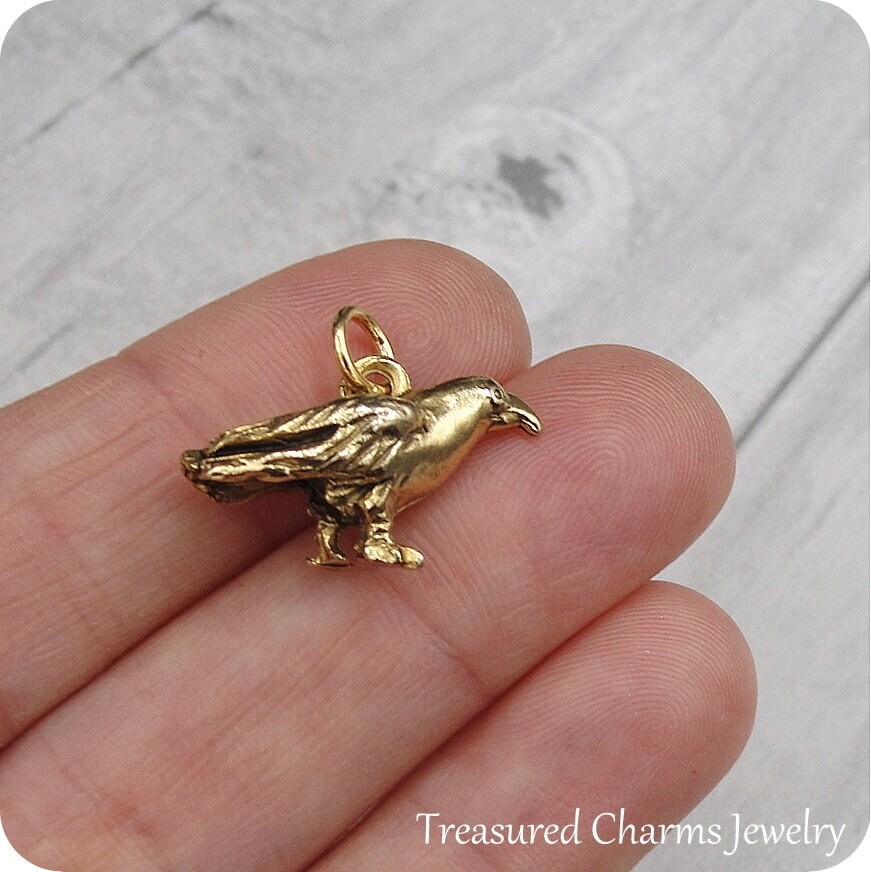Crow Charm Gold Crow Charm for Necklace or Bracelet Raven - Etsy