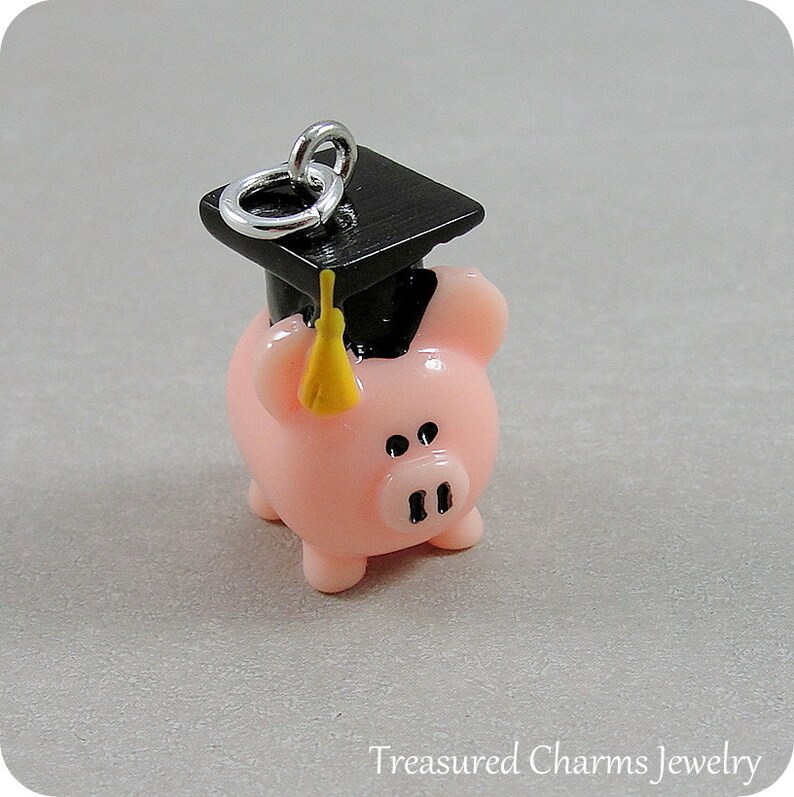 Pink Pig Graduation Charm Pig Graduation Pendant Pig with | Etsy