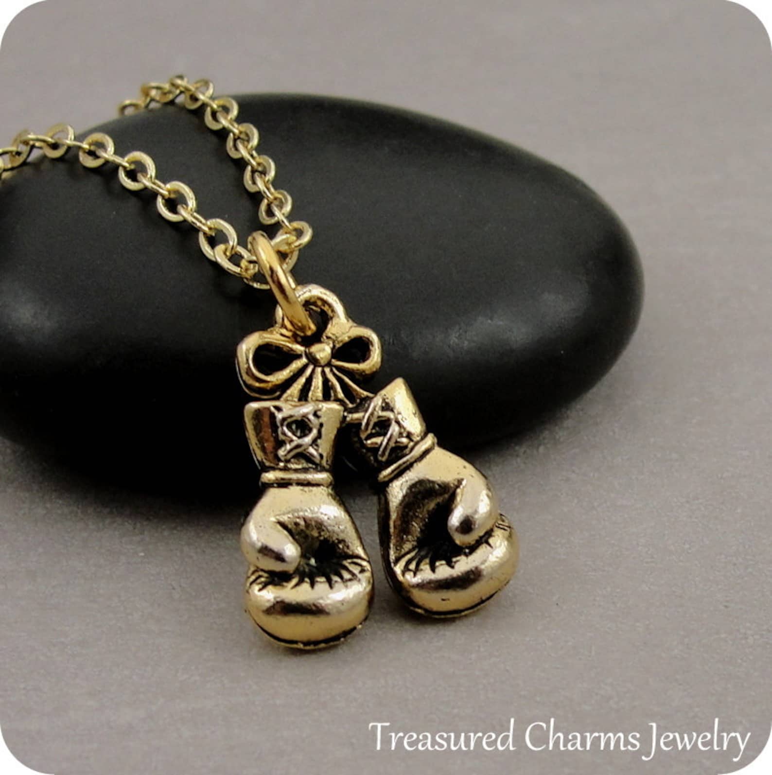 Boxing Gloves Necklace Gold Boxing Charm Necklace Boxer - Etsy