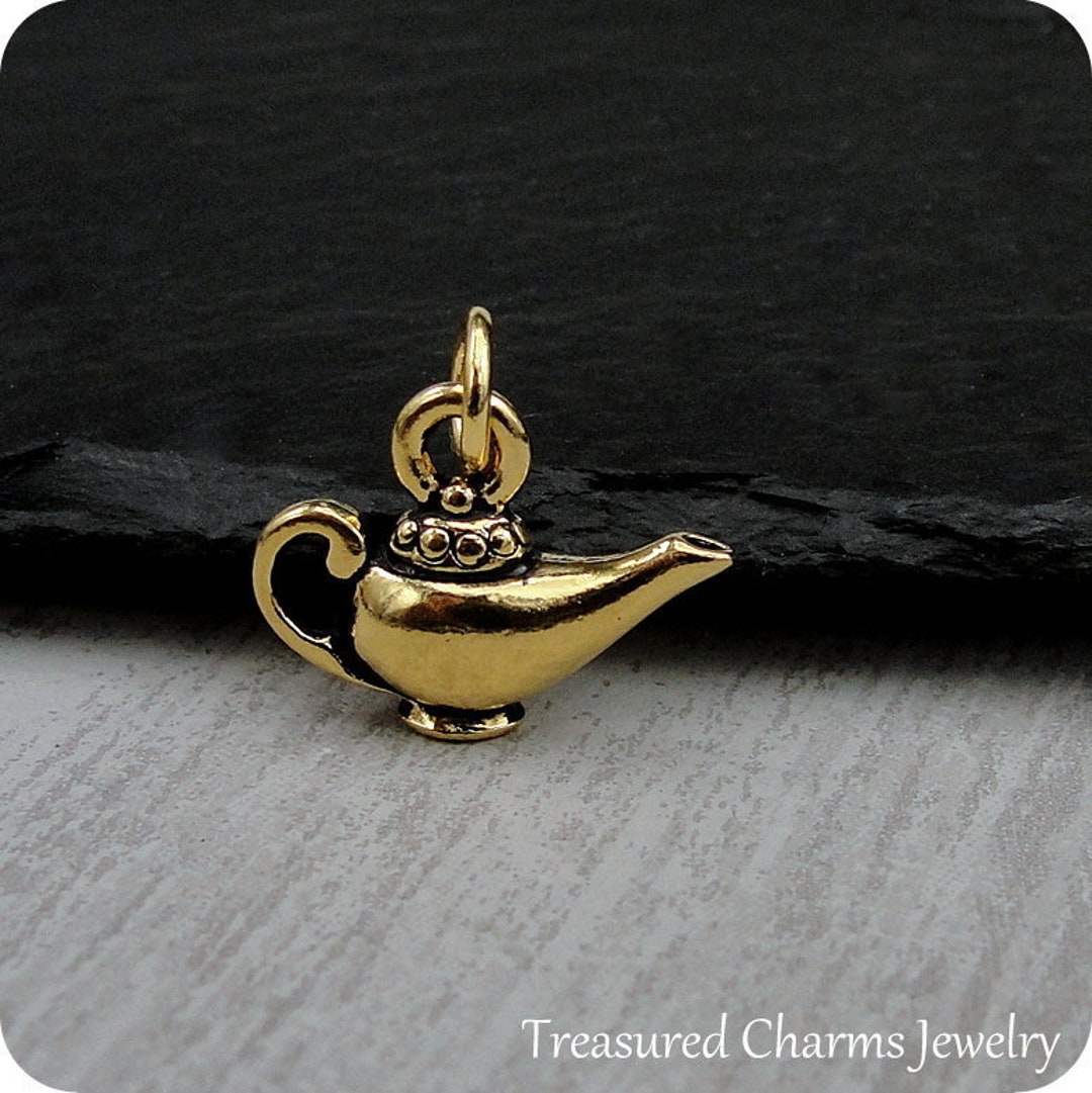 Aladdins Lamp Charm Gold Magic Lamp Charm for Necklace or - Etsy