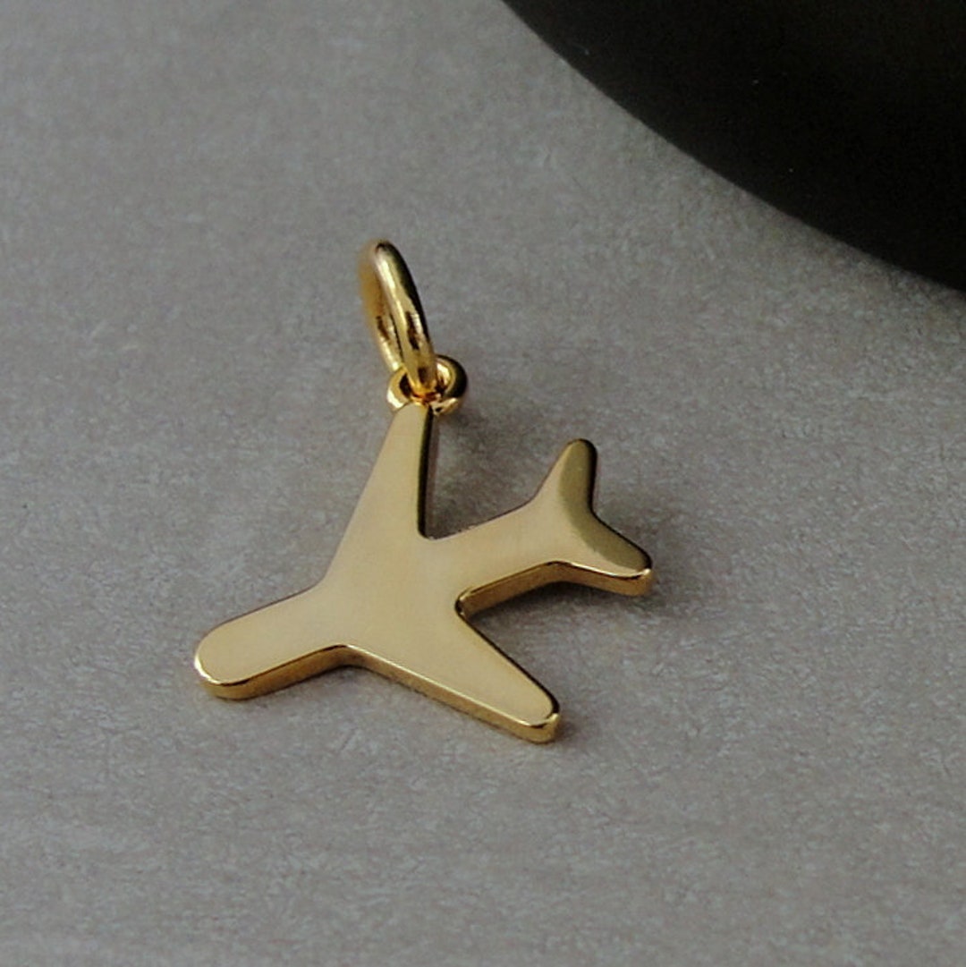 Gold Airplane Charm, Miniature Airplane Charm for Necklace or Bracelet ...