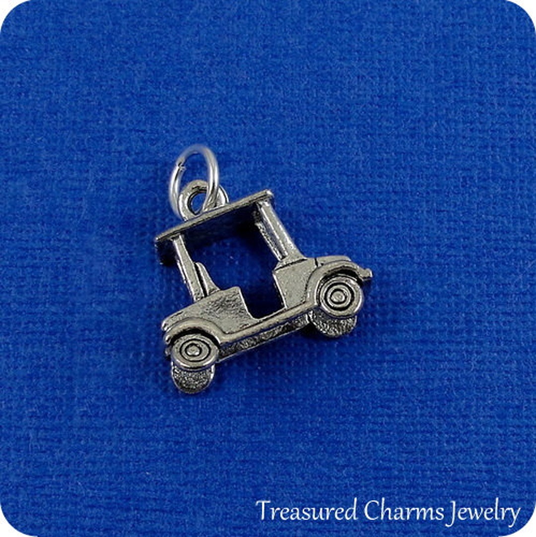 Golf Cart Charm - Silver Plated Golf Cart Charm for Necklace or ...