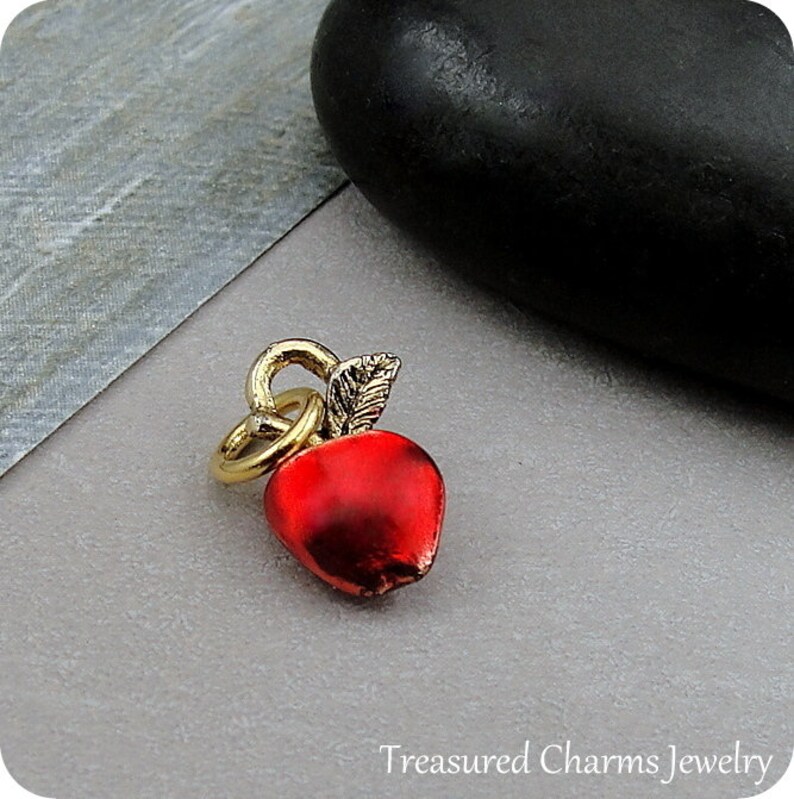 Tiny Red Apple Charm Gold Plated Apple Charm Teacher Charm | Etsy