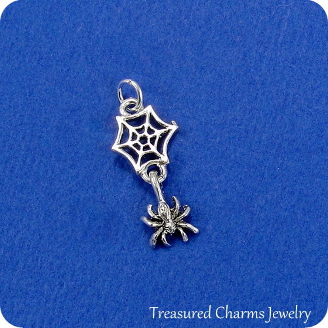 Spider Web Charm Silver Plated Spider Web Charm for Necklace or ...