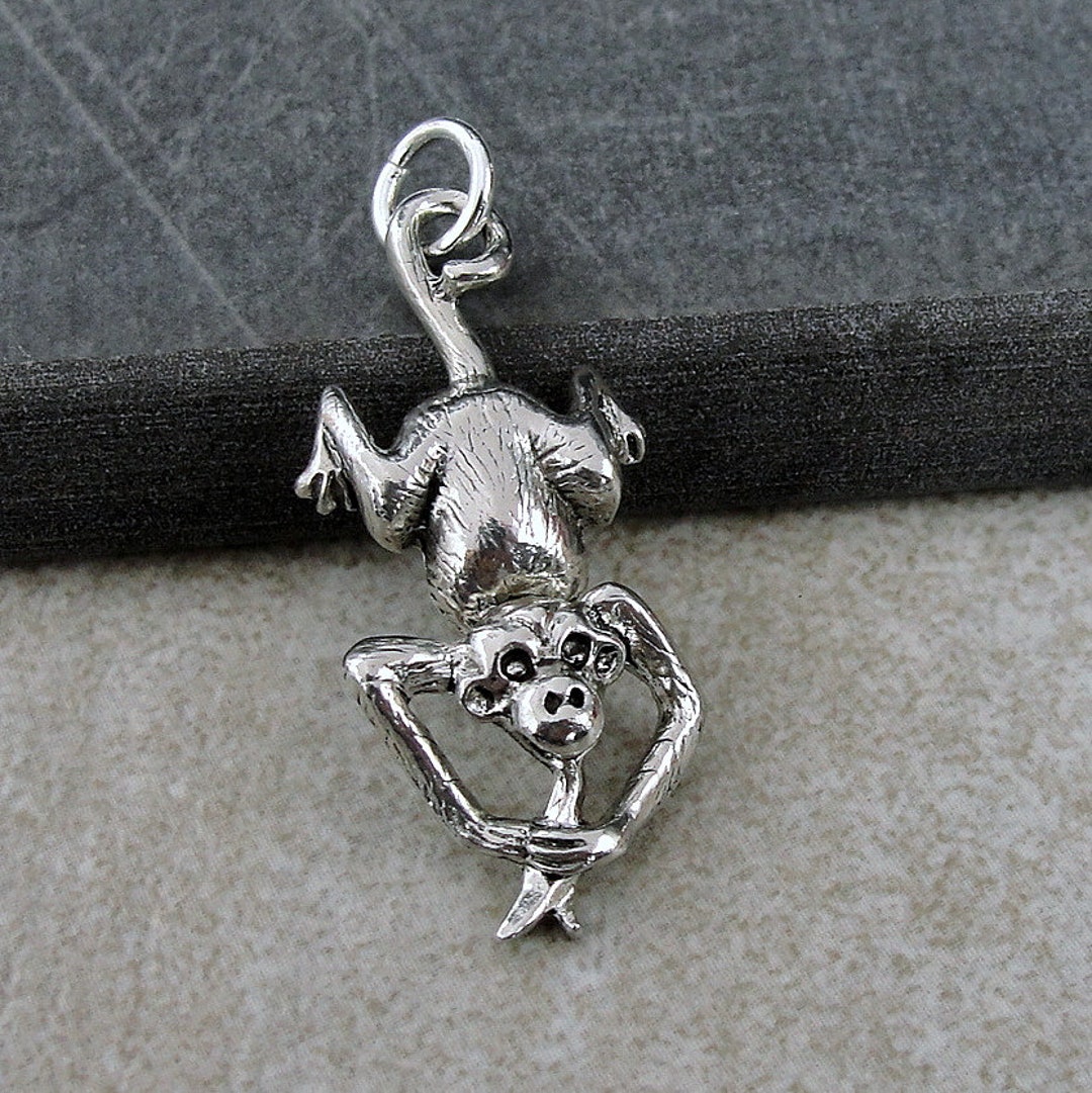 Monkey Charm, Silver Monkey Charm for Necklace or Bracelet, Zoo Animal ...