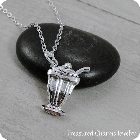 Milkshake Necklace Silver Plated Milkshake Ice Cream Charm on | Etsy