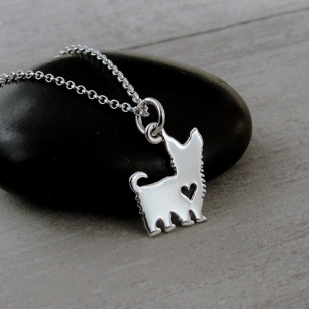 Yorkshire Terrier Necklace, Sterling Silver Yorkie Charm on a Silver ...