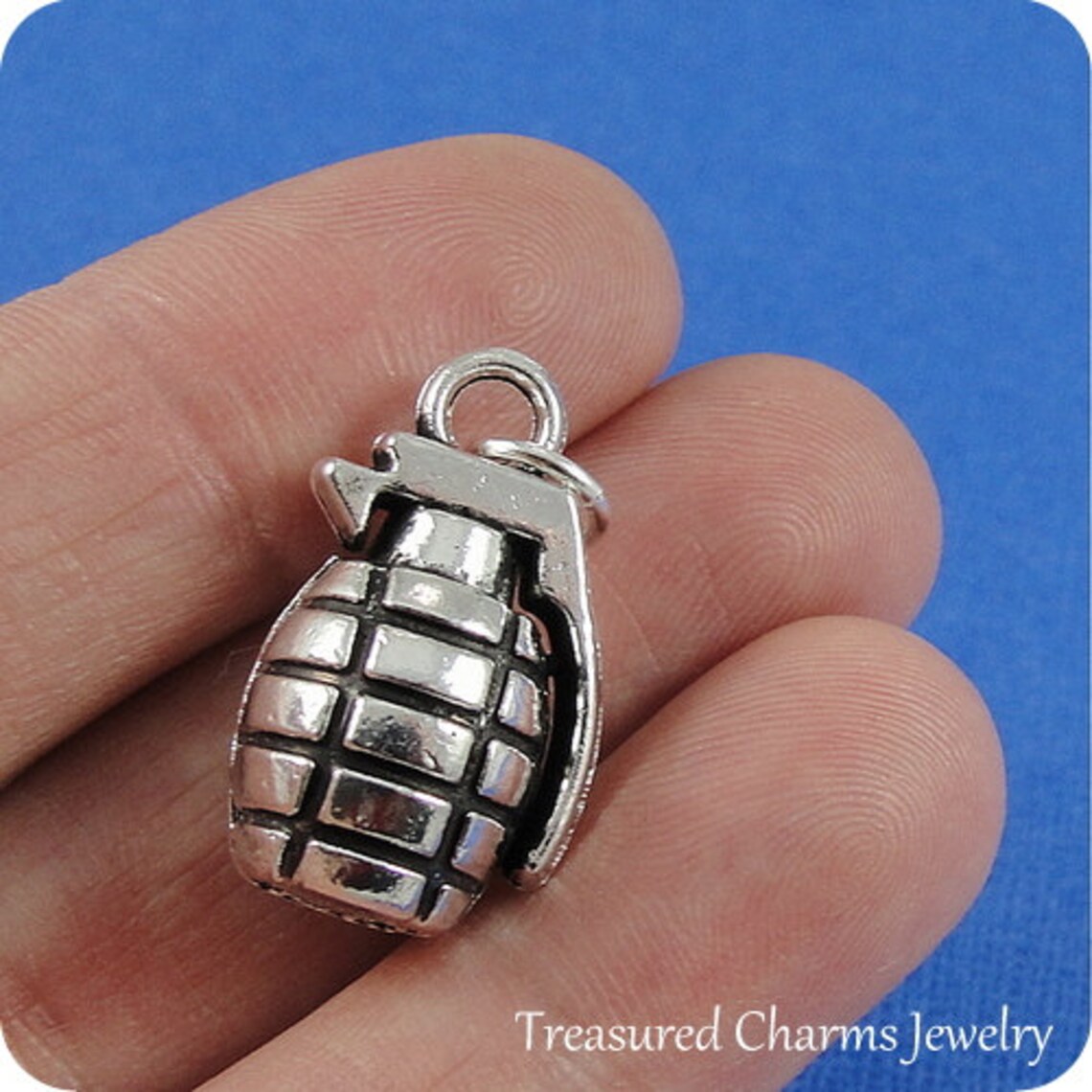Hand Grenade Charm Silver Plated Hand Grenade Charm for | Etsy