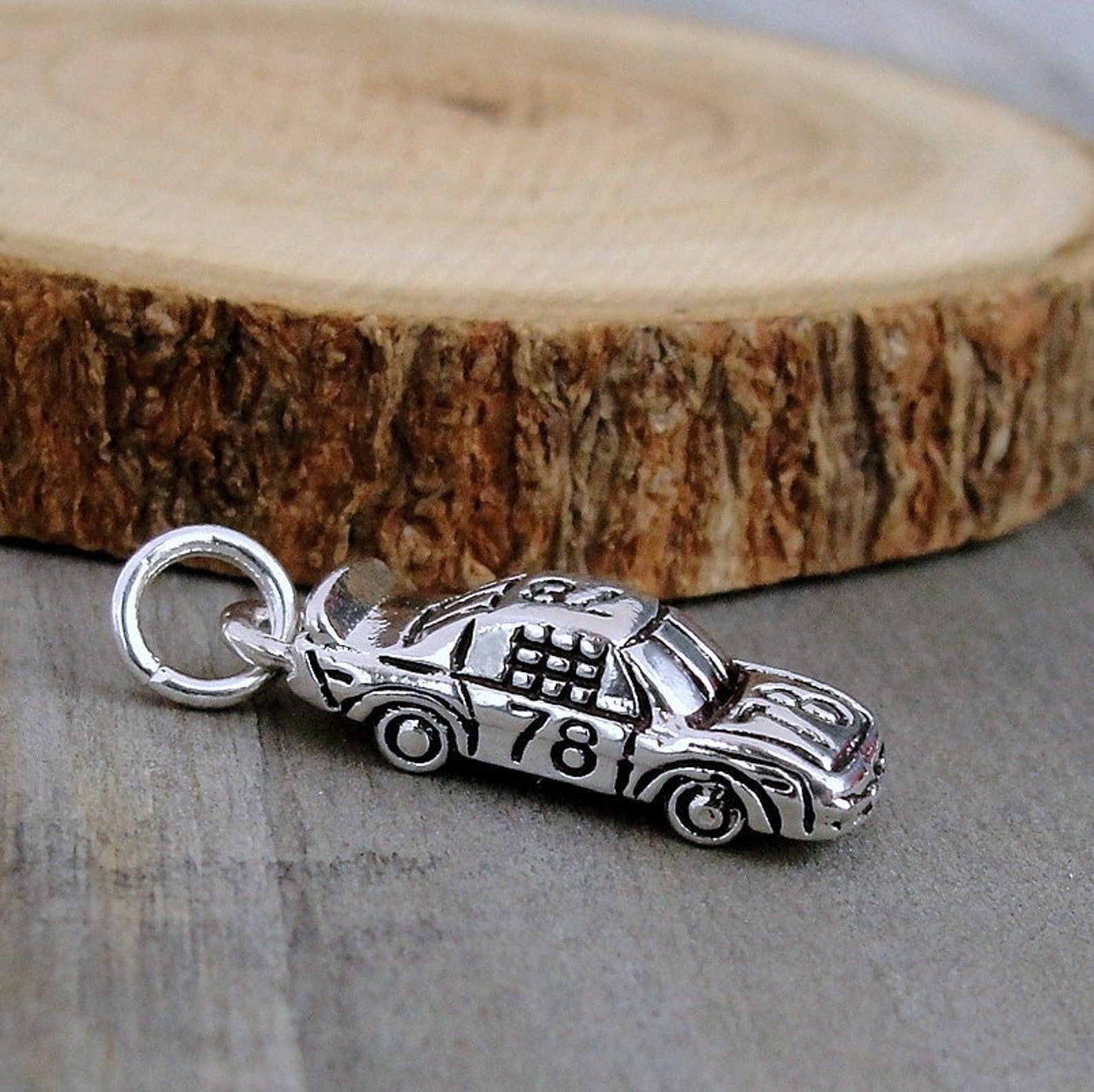 Race Car Charm Silver Race Car Charm for Necklace or - Etsy