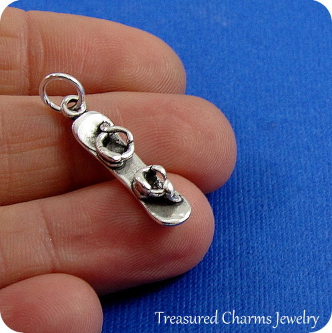 Snowboard Charm - Sterling Silver Snowboard Charm for Necklace or ...