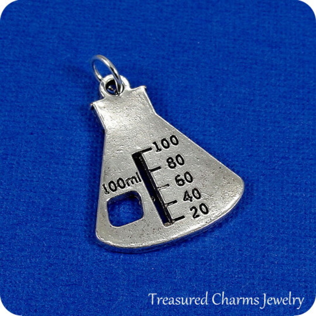 Lab Beaker Charm - Silver Plated Beaker Charm for Necklace or Bracelet ...