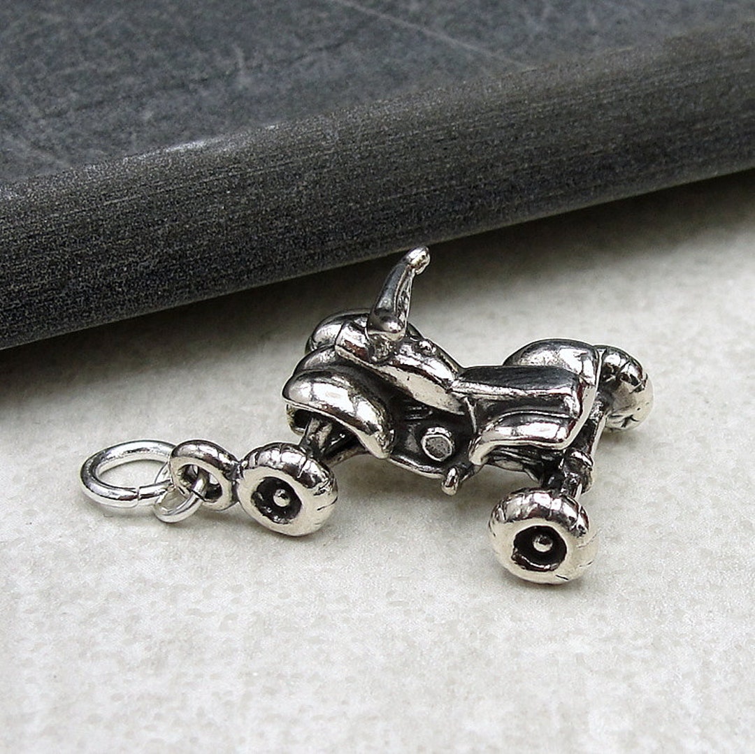 ATV Charm, 925 Sterling Silver 3D ATV Charm, Quad Charm, Four Wheeler ...