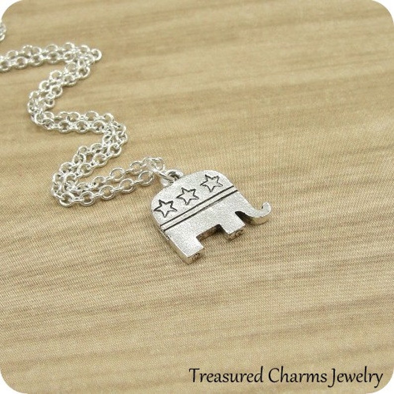 Republican Elephant Necklace Silver Republican Elelphant - Etsy