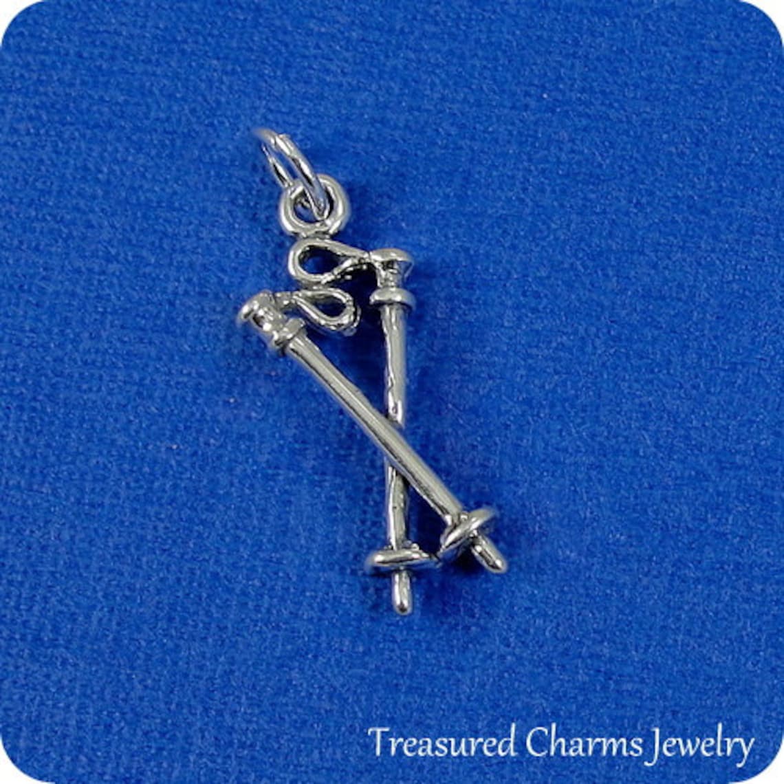 Ski Poles Charm Sterling Silver Ski Poles Charm for Necklace | Etsy