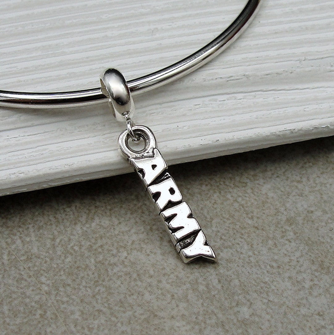 Army European Charm Sterling Silver Army Dangle Charm Army - Etsy