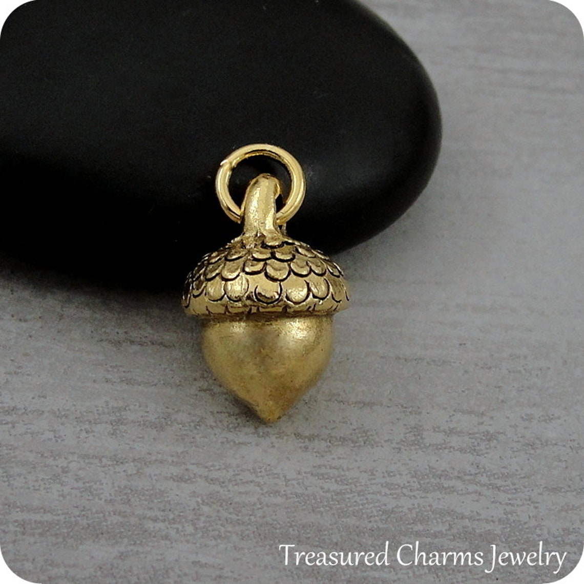 Gold Acorn Charm Acorn Pendant Acorn Jewelry 3D Acorn Charm | Etsy
