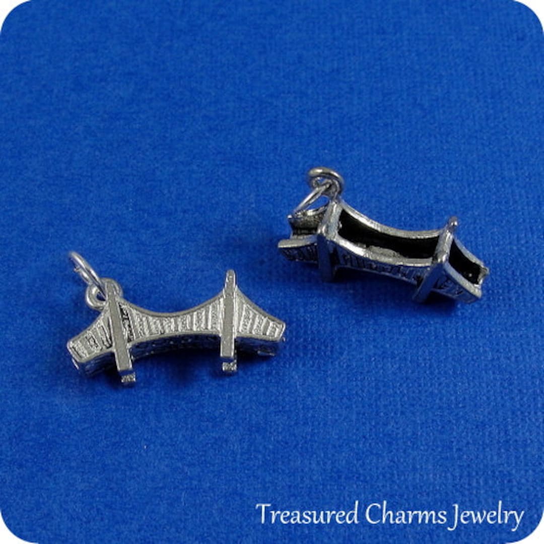 Golden Gate Bridge Charm - Silver Golden Gate Bridge Charm for Necklace ...